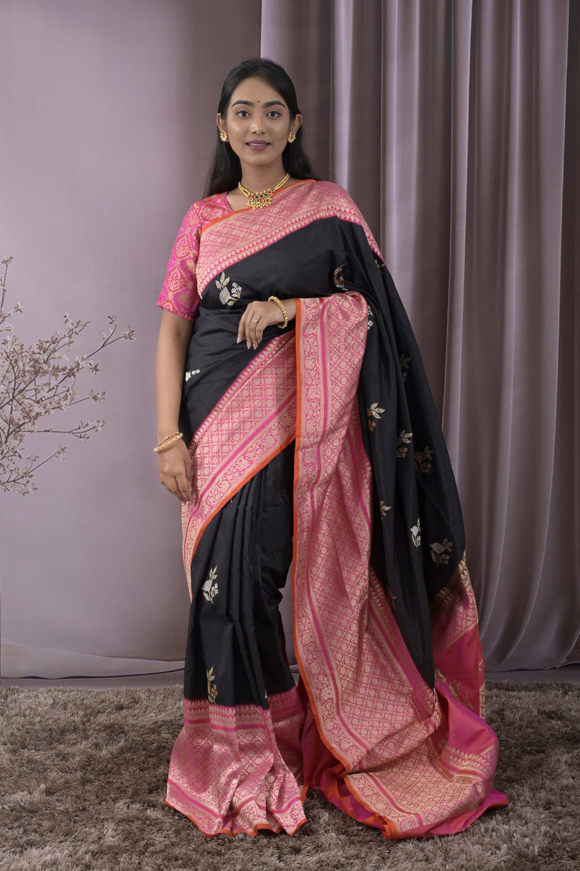 Banarasi Woven Gold Jari With Meena Motifs